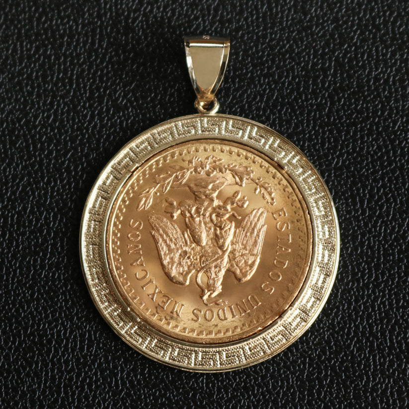 Aztec Bezel Centenario Pendant - Original 22k Gold – Huerta Jewelry