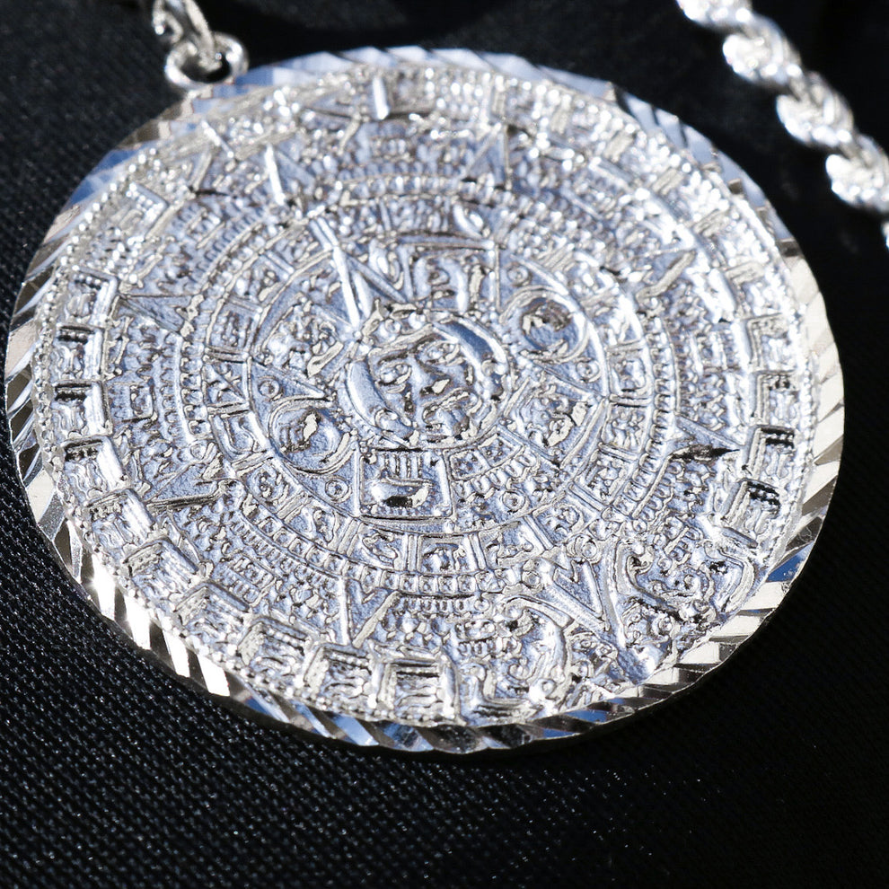 Aztec Calendar Pendant- 925 Silver – Huerta Jewelry